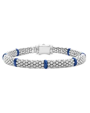 Lagos Ultramarine Ceramic & Sterling Silver Caviar Bracelet - Silver/blue