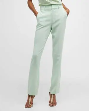 Cinq À Sept Kerry Slim Straight-Leg Crepe Trousers Celadon