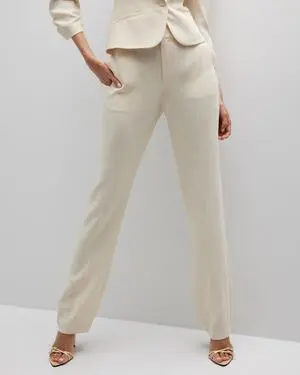 Cinq À Sept Kerry Slim Straight-Leg Crepe Trousers Dune
