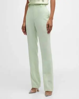 Cinq À Sept Kerry Slim Straight-Leg Crepe Trousers Peridot