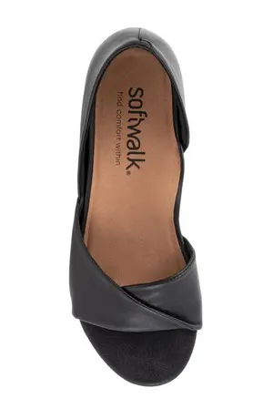 Softwalk Cypress Open Toe Flat - Black