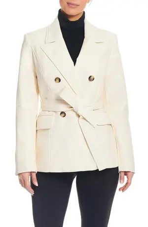Sanctuary Sanctuary Belted Faux Leather Blazer Cream