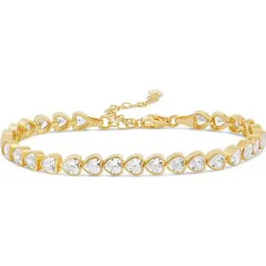 SHYMI Cubic Zirconia Heart Tennis Bracelet - Gold/white