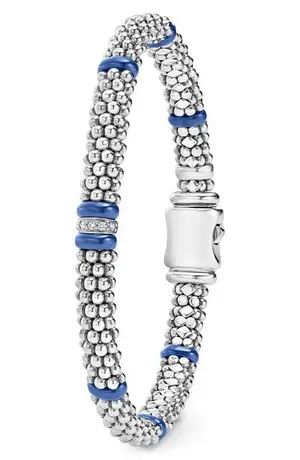 Lagos Caviar Diamond & Ceramic Station Bracelet - Marine