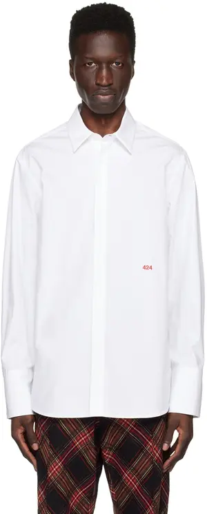 424 424 White Embroidered Shirt - White
