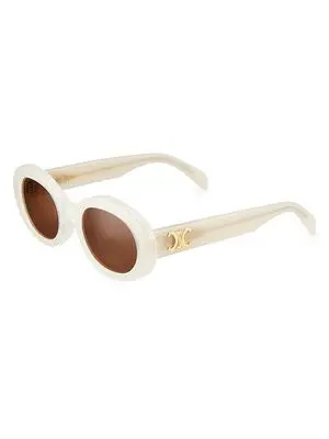 Celine Women's Triomphe 52MM Oval Sunglasses - Black Ivory Brown