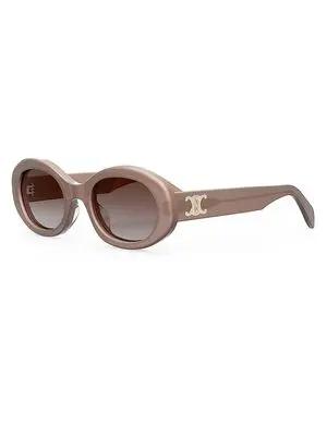 Celine Women's Triomphe 52MM Oval Sunglasses - Black Shiny Brown