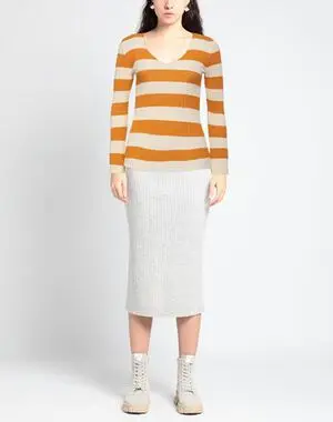 ROBERTO COLLINA Striped V-neck Sweater - Orange