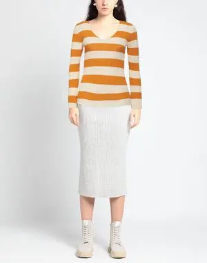 ROBERTO COLLINA Striped V-neck Sweater - Orange