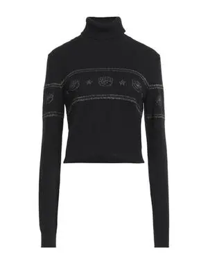 CHIARA FERRAGNI Turtleneck Knit Top - Black