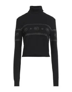 CHIARA FERRAGNI Turtleneck Knit Top - Black