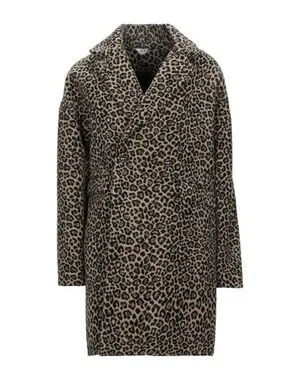 LIU •JO Felted Leopard-print Double-breasted Coat - Beige
