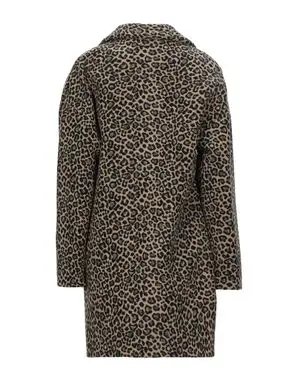 LIU •JO Felted Leopard-print Double-breasted Coat - Beige