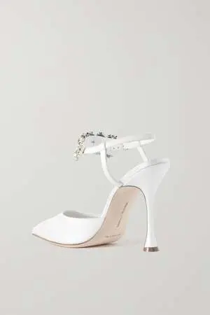 Manolo Blahnik Mabina 105 Crystal-embellished Satin Pumps