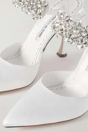 Manolo Blahnik Mabina 105 Crystal-embellished Satin Pumps