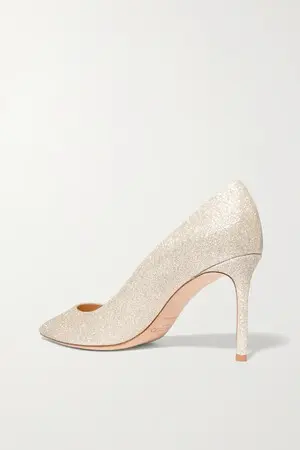 JIMMY CHOO Romy 85 Glittered Leather Pumps