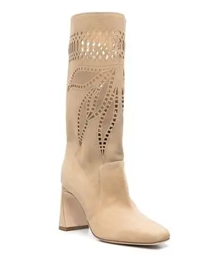 Alberta Ferretti Perforated Suede Ankle Boots
