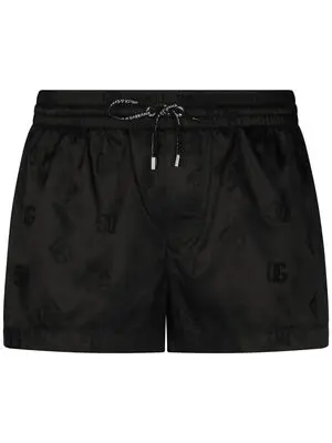 Dolce & Gabbana Dg Monogram Jacquard Swim Shorts - Black