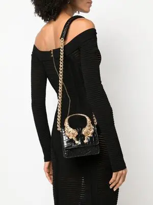 Roberto Cavalli Tiger Handle Two-way Mini Bag - Black