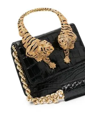 Roberto Cavalli Tiger Handle Two-way Mini Bag - Black