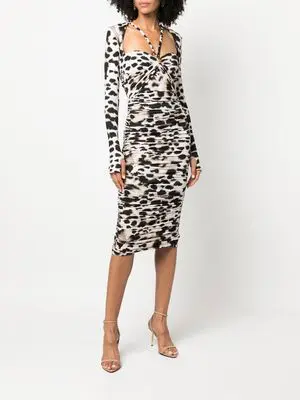 Roberto Cavalli Leopard-print Ruched Dress