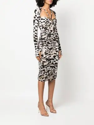 Roberto Cavalli Leopard-print Ruched Dress