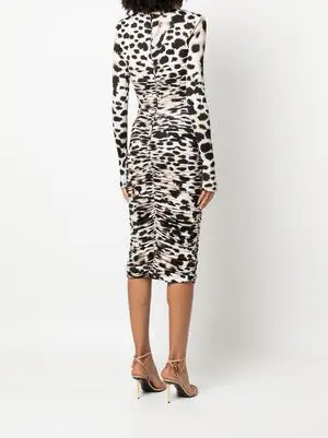 Roberto Cavalli Leopard-print Ruched Dress