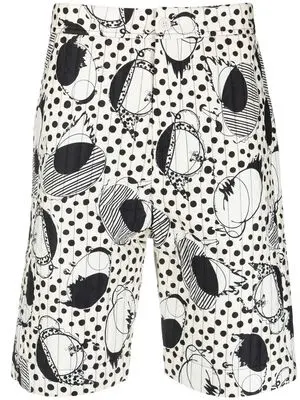 Henrik Vibskov Wheel Abstract-print Quilted Shorts - White