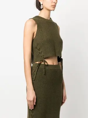 Altuzarra Amani Lace-up Ribbed Crop Top