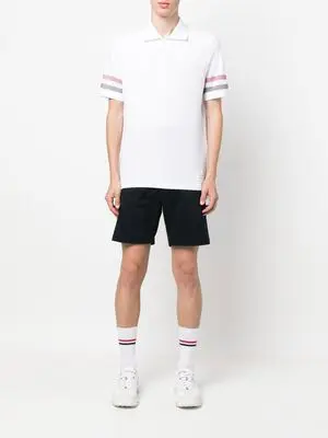 Thom Browne Rwb Stripe Cotton Polo Shirt - White