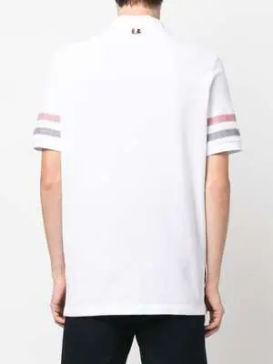 Thom Browne Rwb Stripe Cotton Polo Shirt - White
