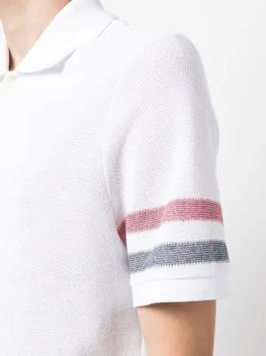 Thom Browne Rwb Stripe Cotton Polo Shirt - White