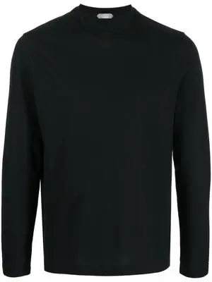 ZANONE Long-sleeved Cotton T-shirt - Black