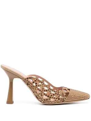 Alberta Ferretti Crystal-embellished Mules - Brown