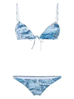 Natasha Zinko Jeans-print Bikini - Blue