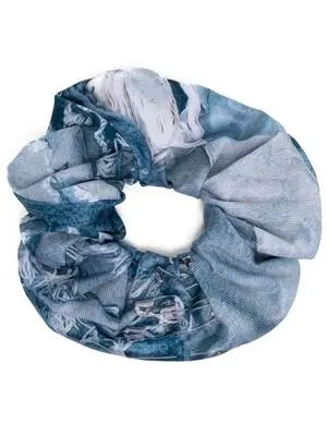Natasha Zinko Denim-print Scrunchie - Blue