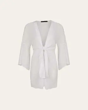 VIX PAULA HERMANNY Solid Perola Knot Short Coverup - Off White