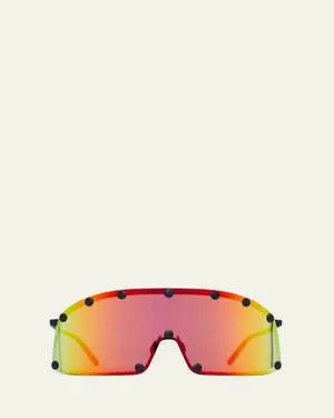 Rick Owens Rick Owens Mirrored Studded Shield Sunglasses - Blktemp/rnbwlens