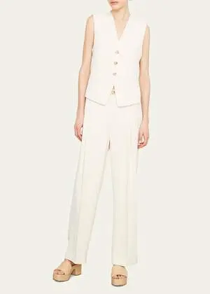 Vince Cutaway Crepe Vest - Birch - 114bir