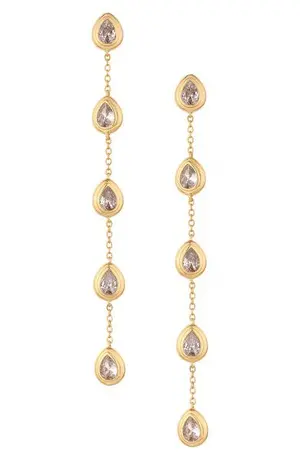 Ettika Crystal Teardrop Drop Earrings - Gold