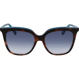 Longchamp 53mm Rectangular Sunglasses - Havana/ Azure