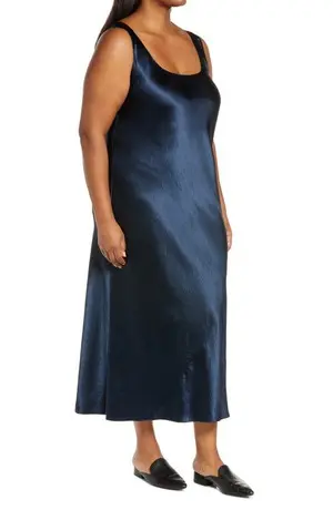 Vince Square Neck Satin Tank Dress