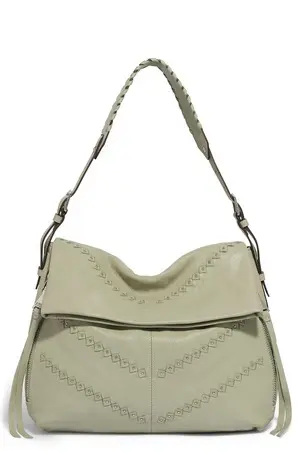 AIMEE Bali Double Entry Leather Hobo Tea Tree Chevron
