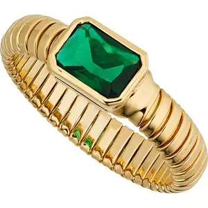 Nadri Omega Flex Ring - Gold With Emerald