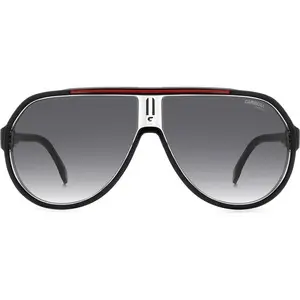 Carrera Eyewear 64mm Oversized Aviator Sunglasses - Black Red/grey Shaded