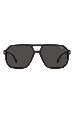 Carrera Eyewear 59mm Polarized Rectangular Sunglasses - Matte Black/gray Polar