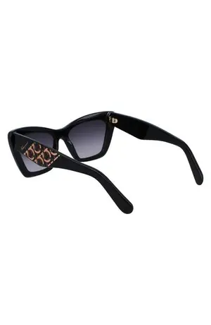 FERRAGAMO 55mm Rectangular Sunglasses - Black
