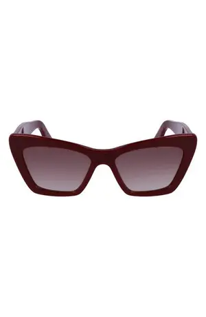 FERRAGAMO 55mm Rectangular Sunglasses - Bordeaux