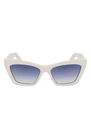 FERRAGAMO FERRAGAMO 55mm Rectangular Sunglasses Ivory
