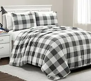LUSH DECOR Plaid Ultra Soft Faux Fur Comforter Pc F/q - One-color